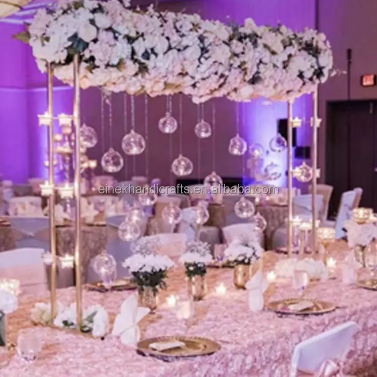 Golden Metal Flower Rack Table Vases Wedding Electroplating Centerpiece ...