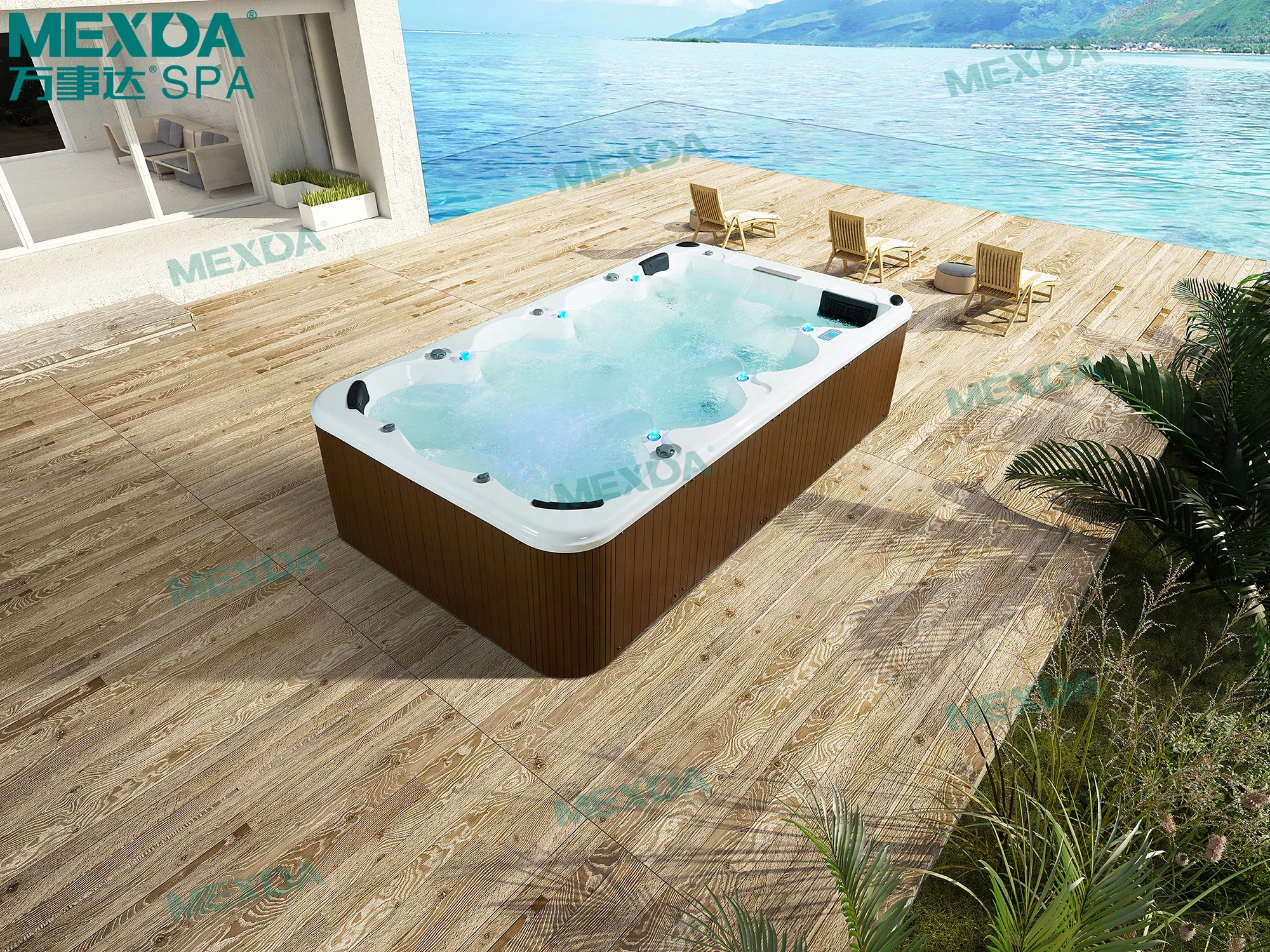 8 Persons Massage Outdoor Swim Spa with Pop-up TV WS-S04X