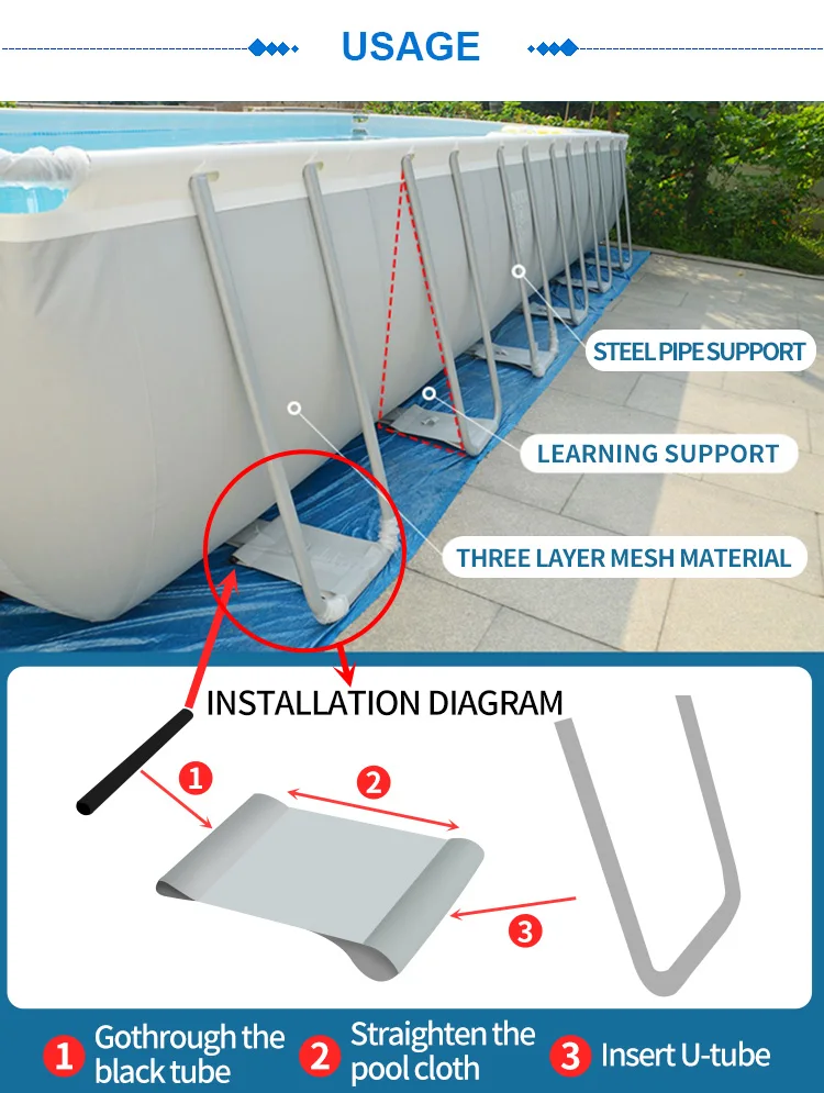 Intex 26792 Rectangular Steel Frame Swimming Pool Set Backyard Garden ...