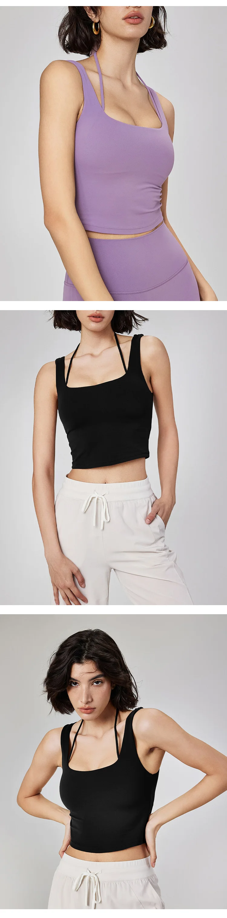 Wx41007 Women Sports Underwear Halter Neck With Chest Pad Yoga Vest ...