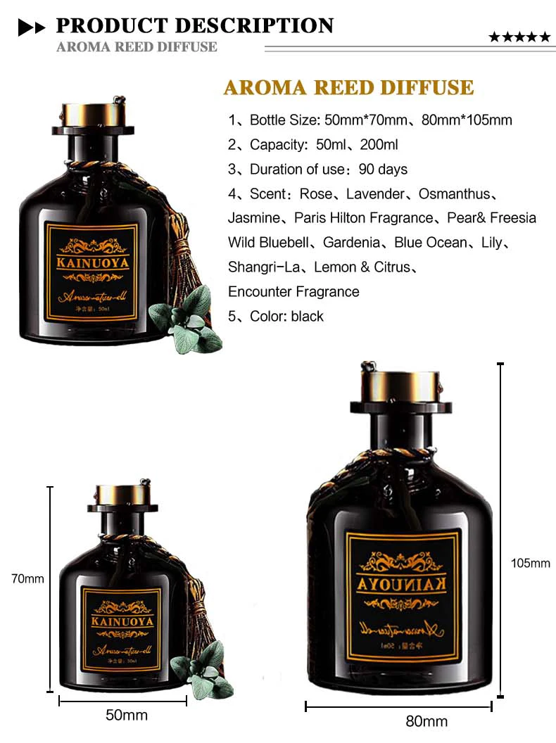 Luxury Home Fragrance Room Air Freshener Reed Diffuser Glass Bottle Set ...