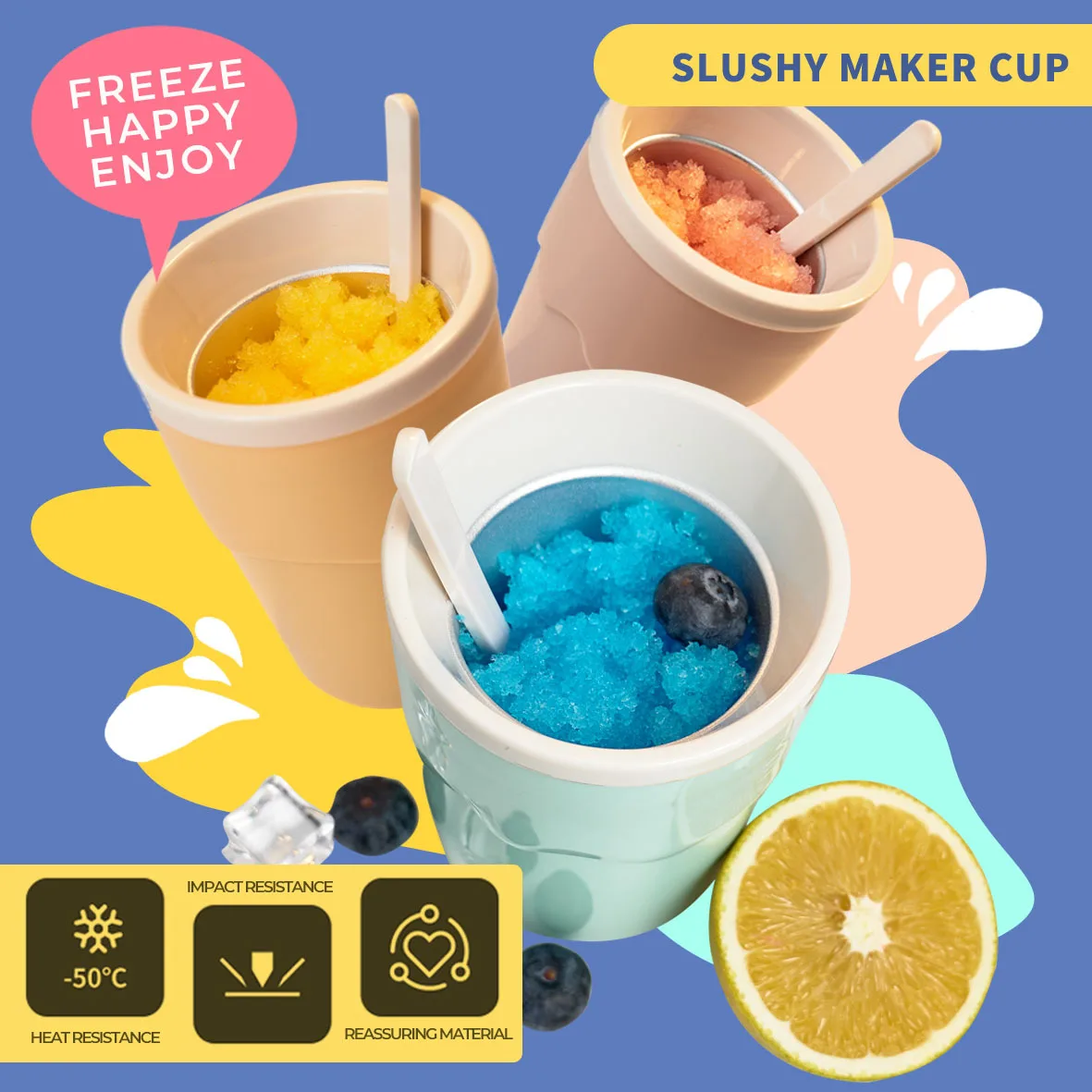 Silicone Rubber Novelty Frozen Magic Squeeze Slush Slushy Maker Ice Cup ...
