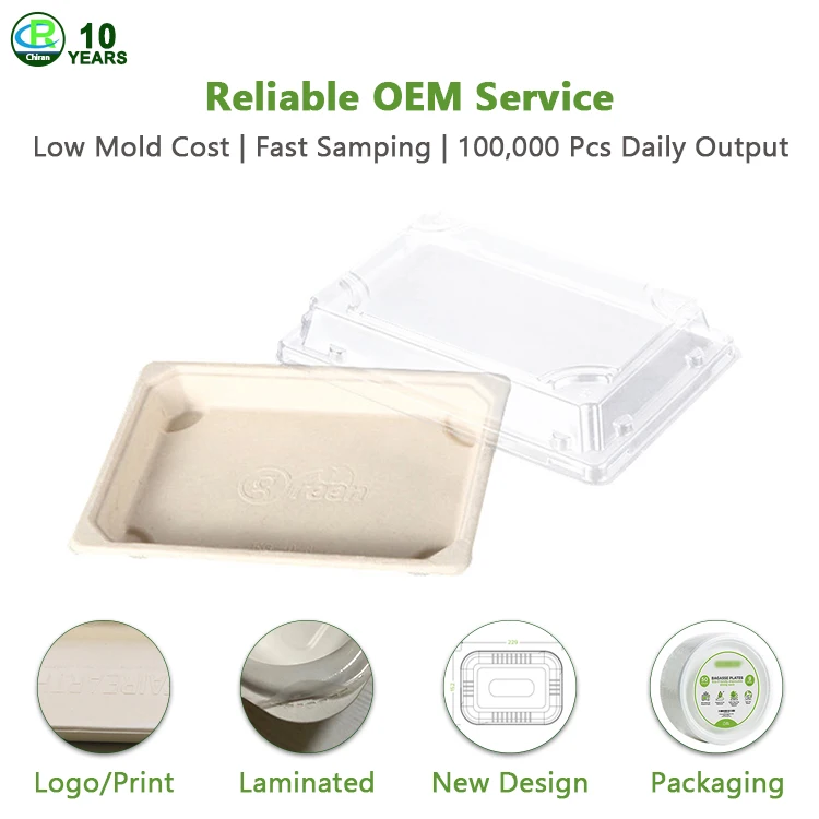 Custom Sugarcane Bagasse Disposable Eco Friendly Sushi Packaging Dish ...