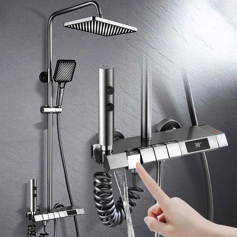 Luxury Piano Key Rainfall Shower Head with Handheld Spray, Adjustable ...