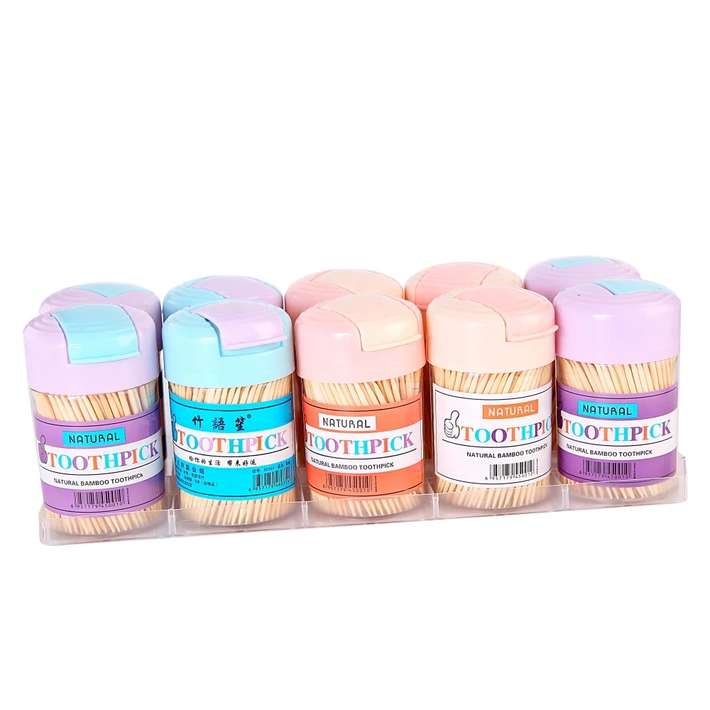 Chinese Bamboo Toothpicks Packed In Colorful Plastic Tooth Pick Bottle ...
