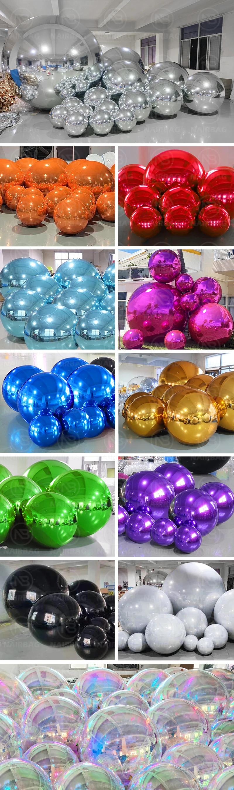 Pvc Mirror Ball Inflatable Metallic Spheres Balloons Inflatable ...