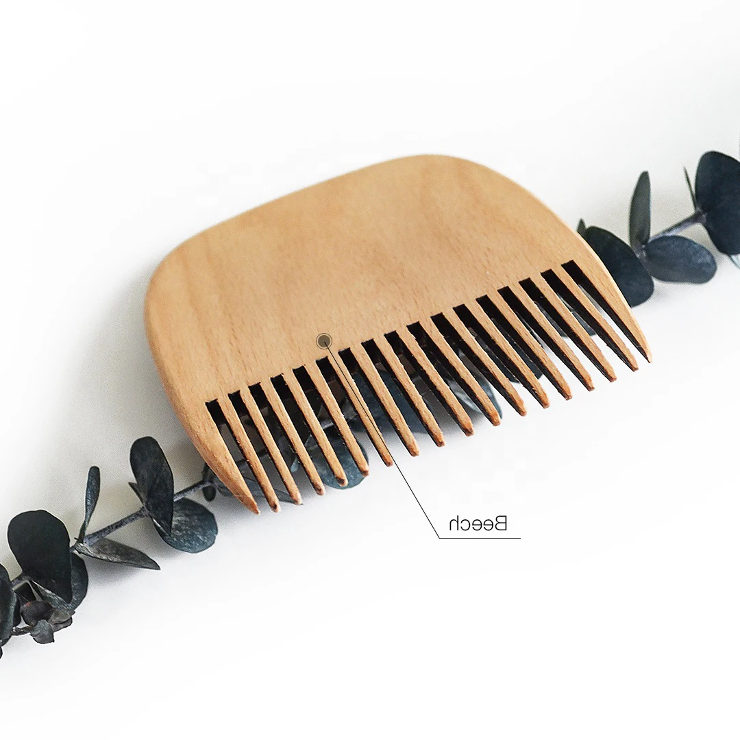 Handmade Natural Wood Wide Tooth Afro Pick Hair Comb Beard Pick Comb ...