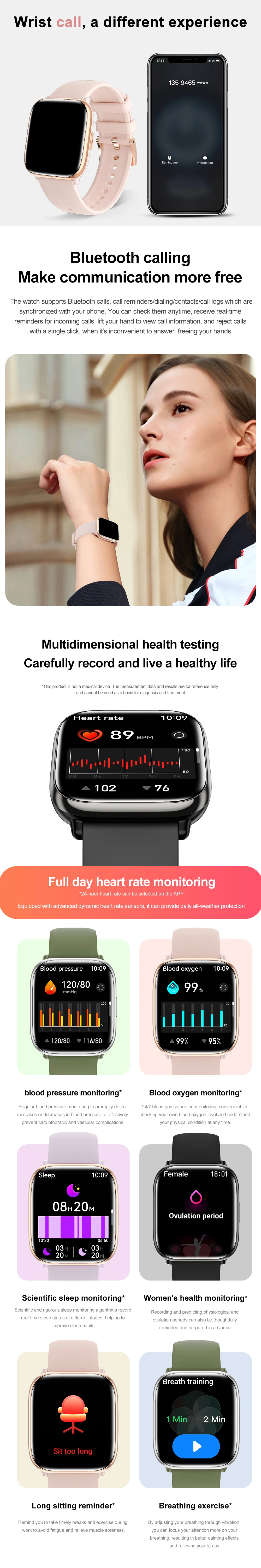 Smart Watch Health Monitoring, NFC, Heart Rate,Blood Pressure - Vumazon