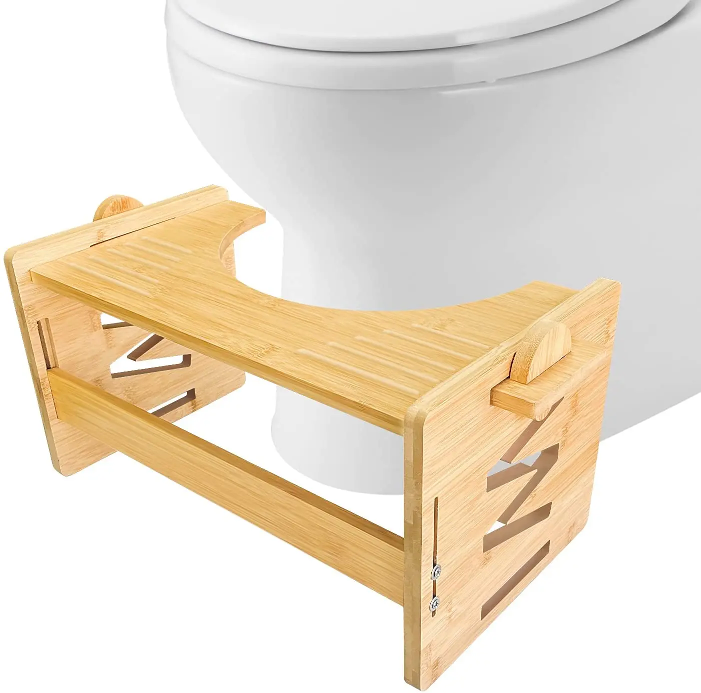 Adjustable Squat Toilet Stool - Sustainable Bamboo Footrest