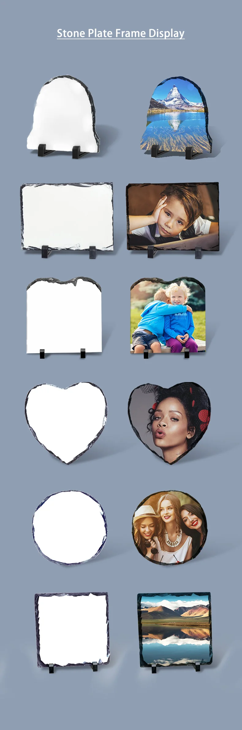 20x20cm square Shape Sublimation White Blanks Rock Stone Photo Slate ...