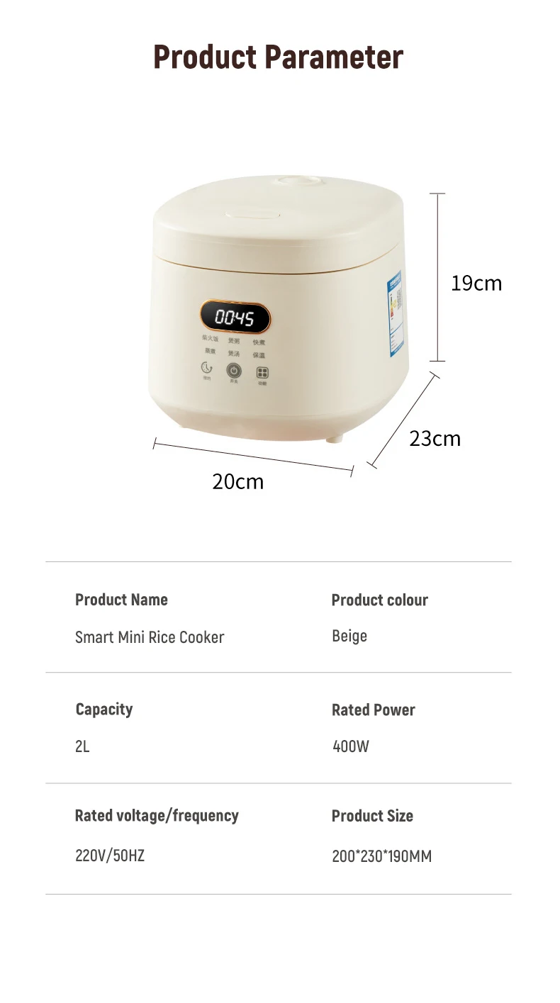 2l Mini Household Liter Mini Multi-function Rice Cooker 1~2 People ...