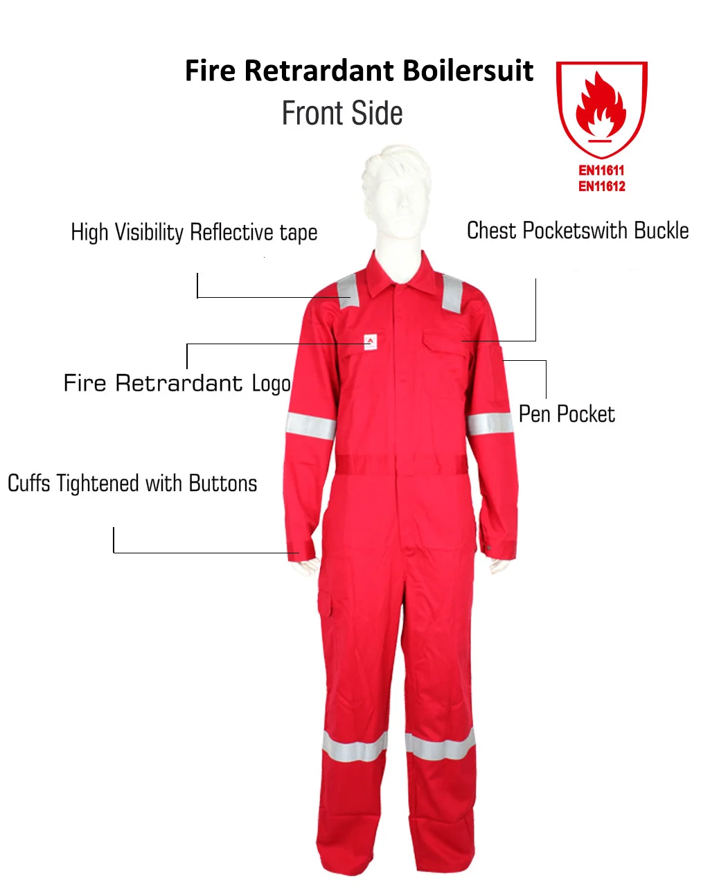 100% Cotton Work Wear Boilersuit Uniforms Workwear Suit Overalls Safety Fireproof Fire Resistant ...