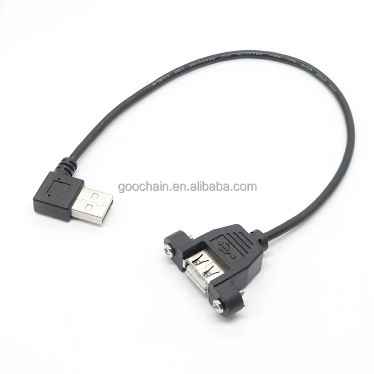 90 Degree Left Angle Usb A Male To Usb A Female Cable With Lock Screw ...
