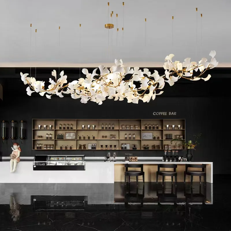 Ceramic Ginkgo Leaf Chandelier Pendant Lights for Luxury