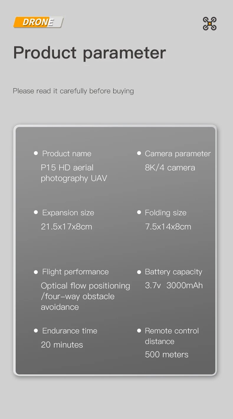 P15 GPS Drone with Dual 4K/8K Cameras - Obstacle Avoidance
