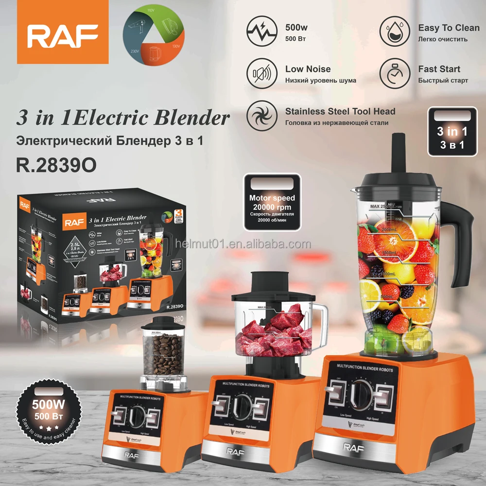 RAF Mixer Smoothies Countertop Blender - 3 in 1 Versatility