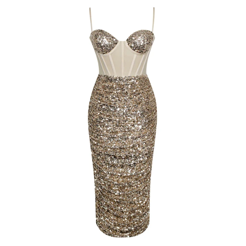 Luxury Custom Shiny Sequins Fashion Elegant Women's Cocktail Dress Sexy ...