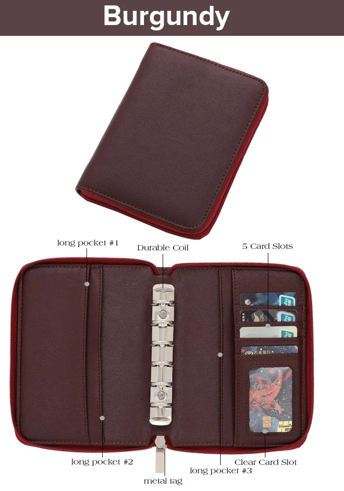 Hongbo New Release Saffiano Leather Budget Binder Planner