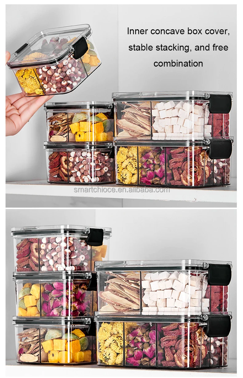 670ml 4 Grids Divided Stackable Storage Tank Grain Miscellaneous Grain ...