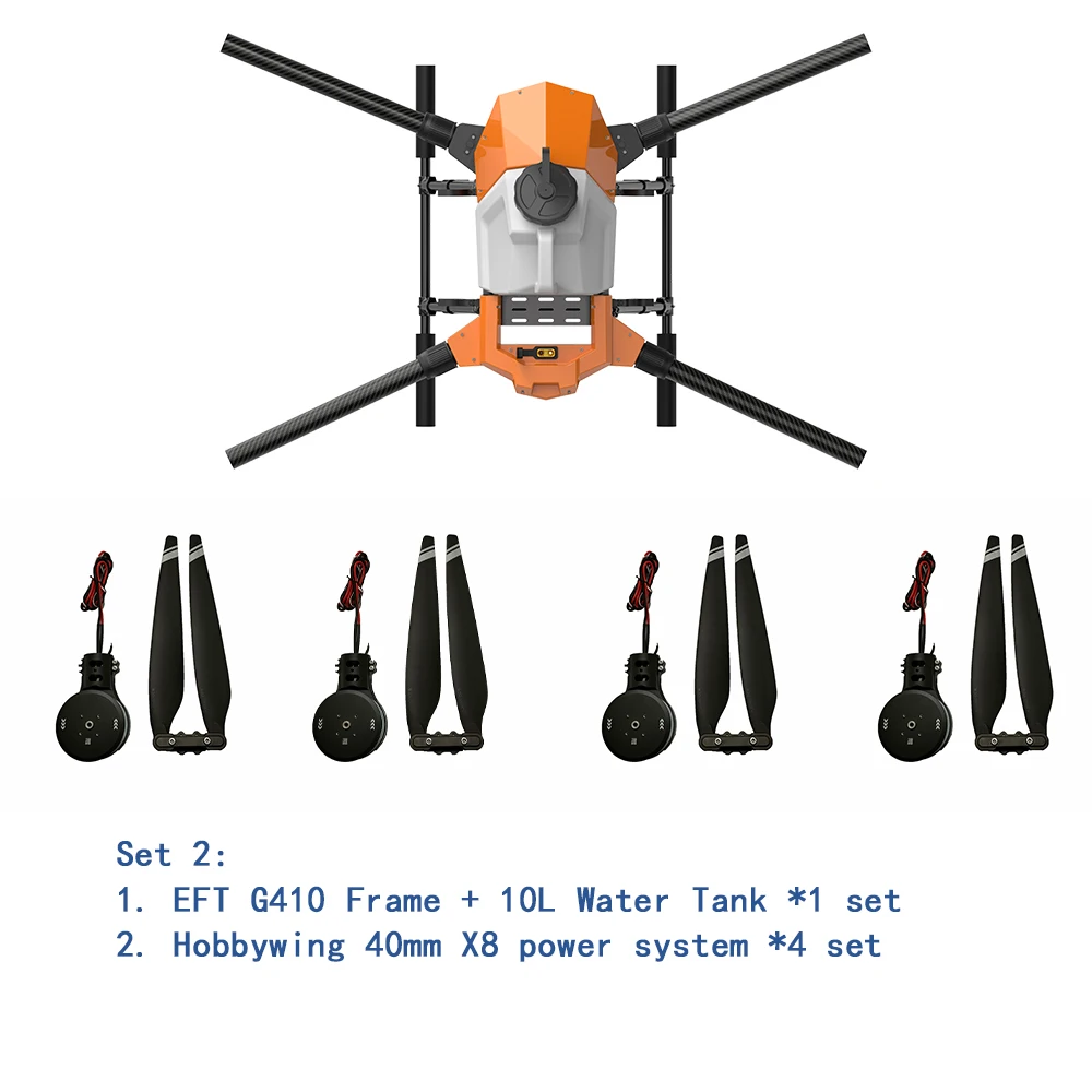 EFT G410 10L Agricultural Spray Drone Frame Kit - X8 Power System, App ...