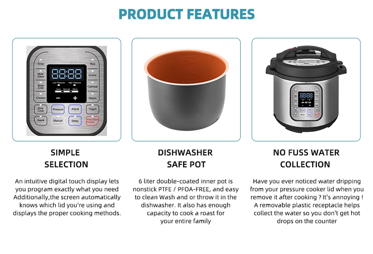 High Quality Multifunctional Pressure Cookers 6qt 6l With Digital Led ...