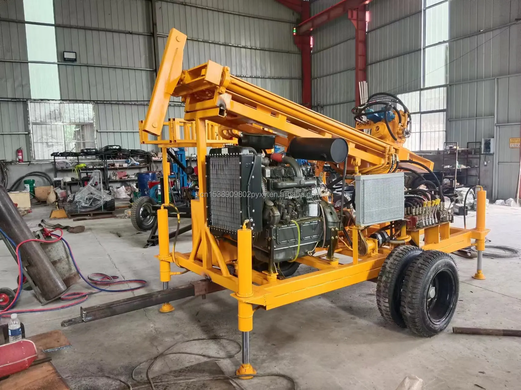 300 M Water Well Rig Portable Wheeled Pneumatic Borehole Deep Water ...