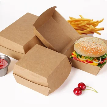 Disposable Kraft Paper Hamburger Container Custom Disposable Burger ...