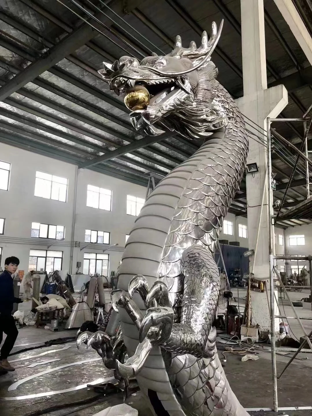 Stainless Steel Dragon Sculptures - Mirror Polish Finish