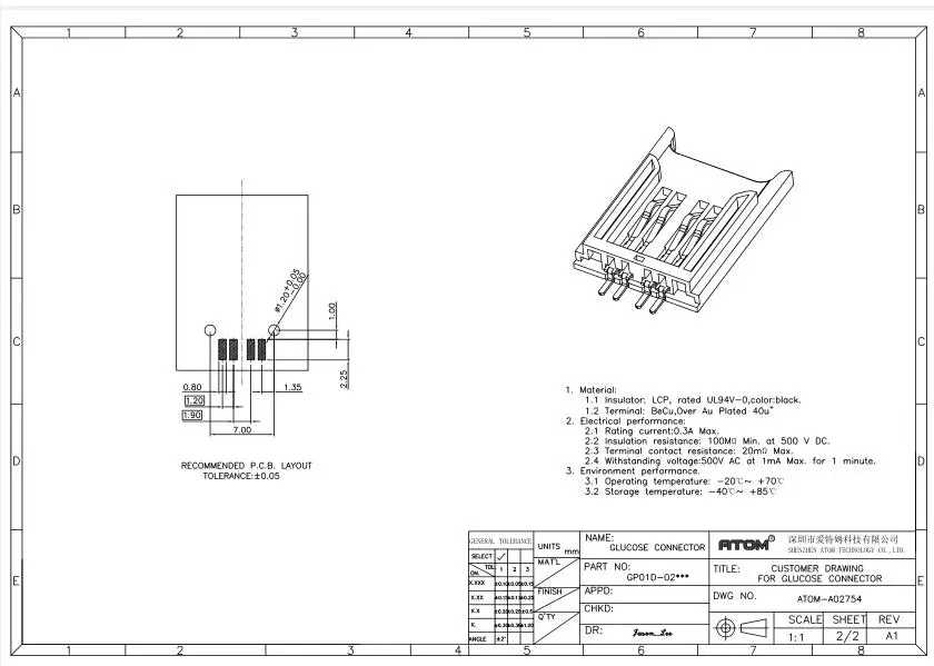 4 Pin Strip Socket for Contour Plus Blood Glucose Test Strips