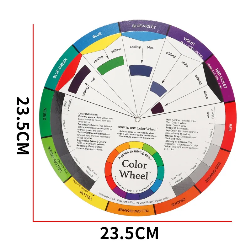 Chromatic Circle of Color Mixing Round Pocket Paper Color Wheel Card ...
