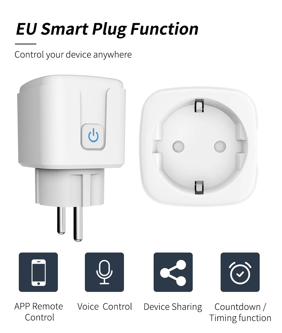 Tuya 20A EU Smart Socket WiFi BLE Smart Plug Power Monitoring Timing ...