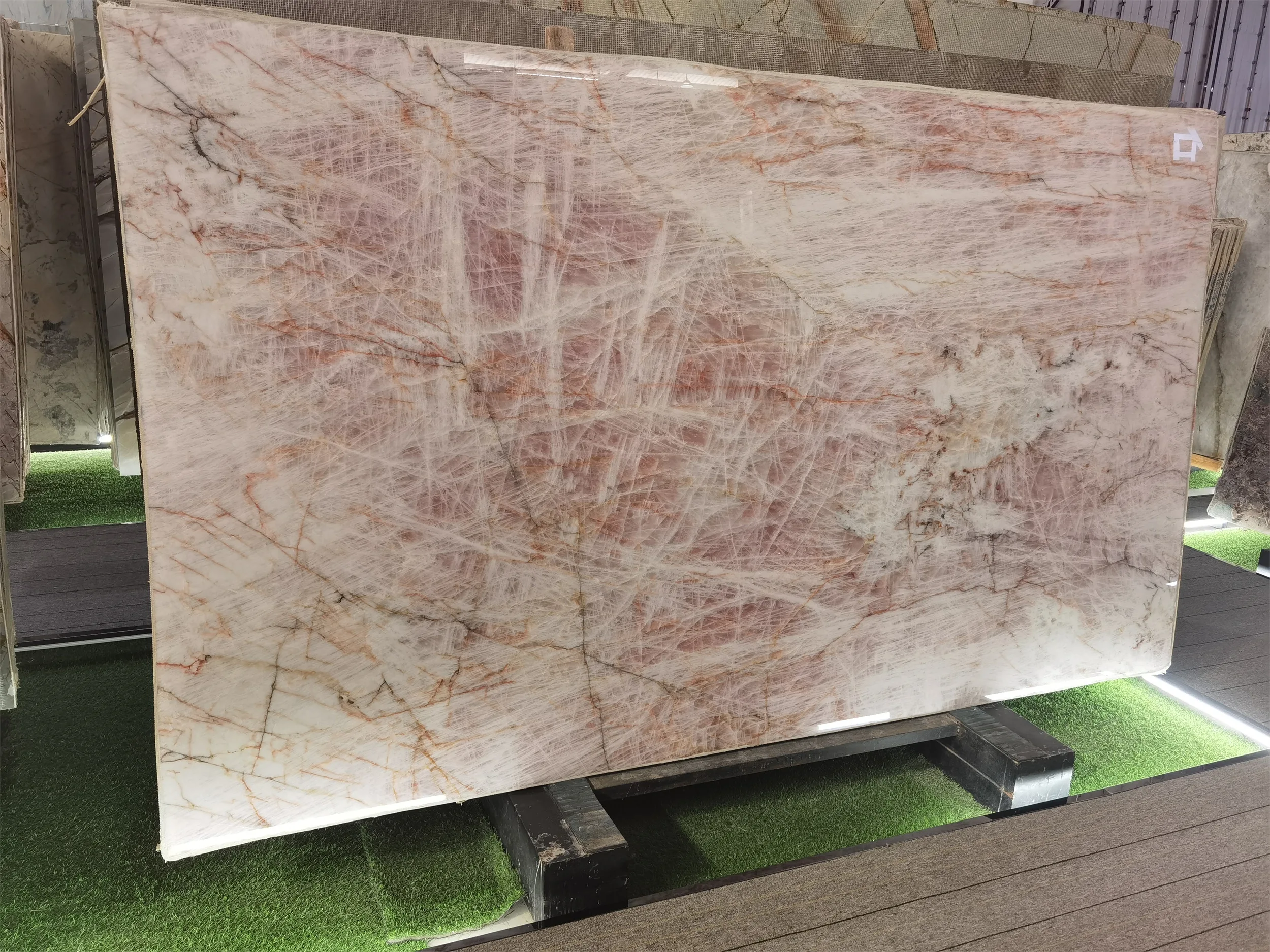 Luxury Natural Backlit Cristallo Pink Quartzite Slab For Vanity Top ...