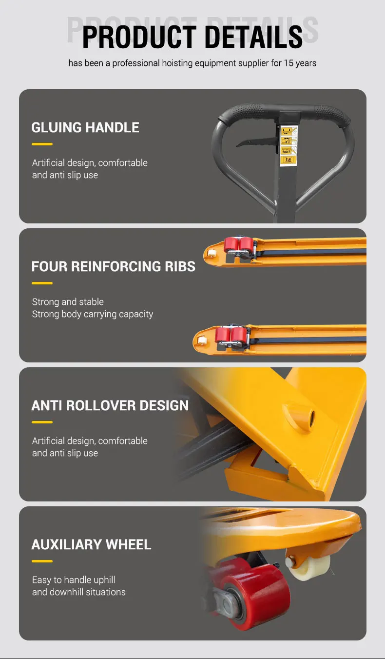 Nylon Wheel 2500KG Hydraulic Pallet Trolleys Hand Pallet Scale Weight Truck