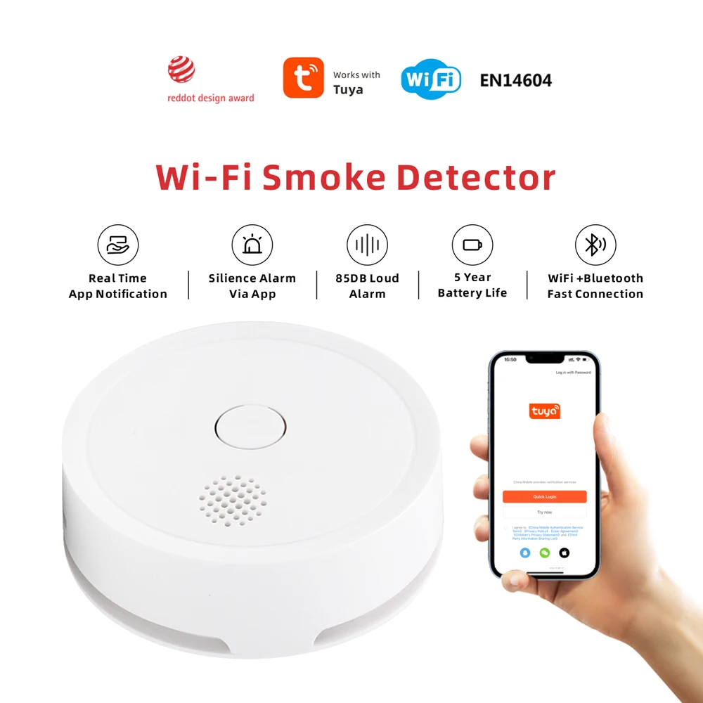 Heiman Tuya Wifi Smart Smoke Detector,Smoke Alarm With En 14604 Certificate - Buy Wifi Smart ...