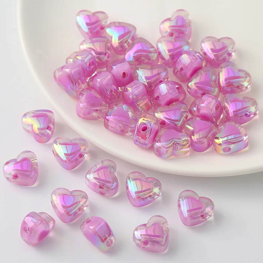 Fashion Diy Uv Plated Heart Shape Acrylic Beads Inner Chunky Beads For ...