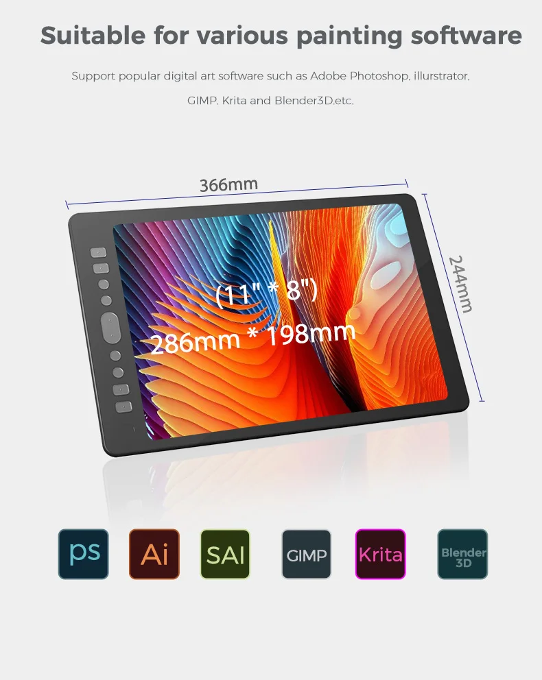 Jsk Paperless Drawing Tablet 10 Customized Keys Drawing Pad Pen Tablet ...