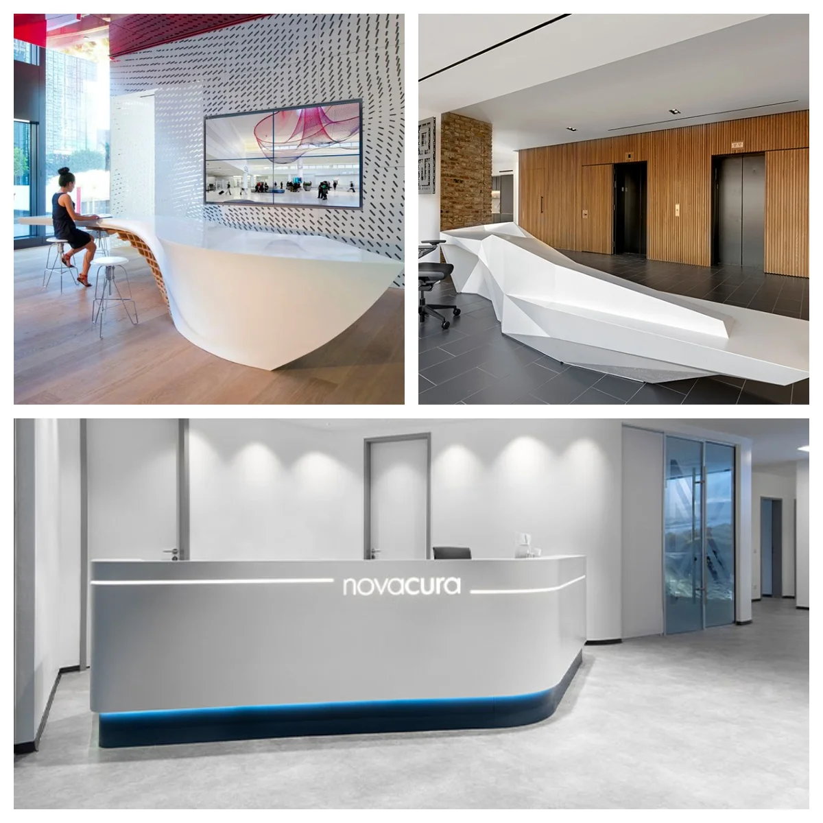 Hospital Reception Desk Curved Modern Marble Long Office Counter Table ...