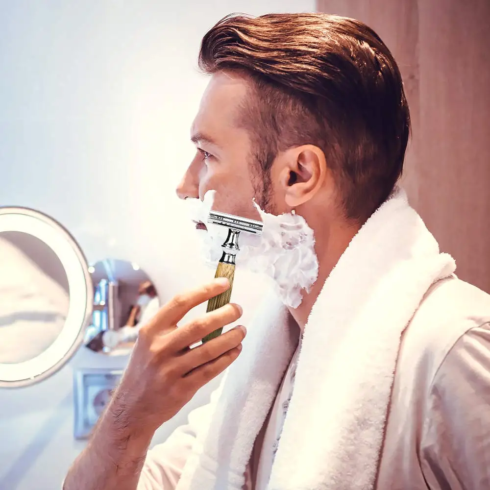High Quality Bamboo Curved Handle Safety Shaving Razor For Beard - Buy ...