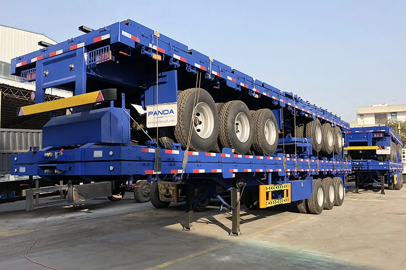 Panda Mech 3 Axle 40ft Wooden Floor Container Flatbed Truck Semi ...