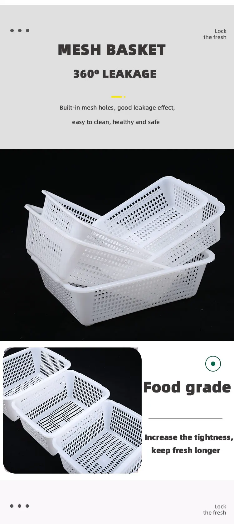 White Food Grade Wholesale Snack Fruit Basket Durable Mesh Supermarket ...