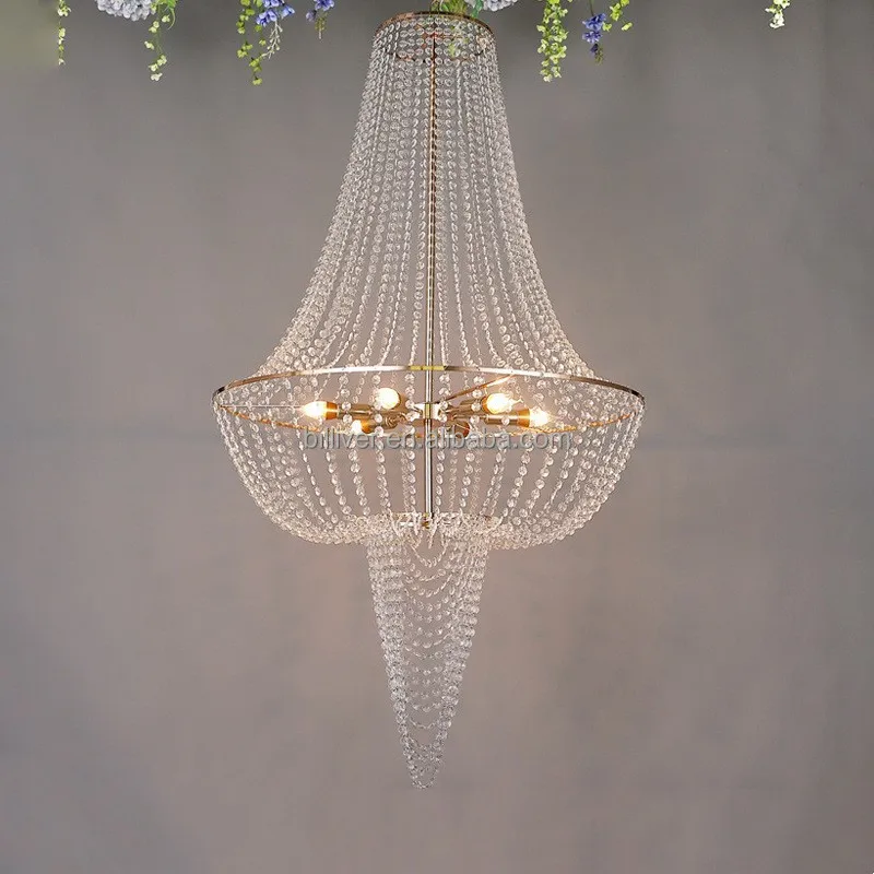New Wedding Props European Iron Plating Crystal Bead Curtain Chandelier ...