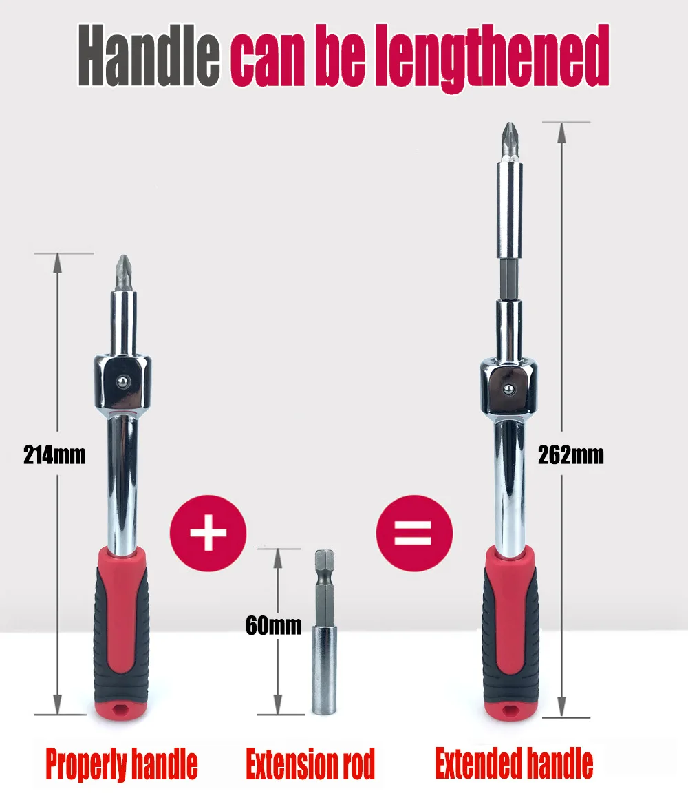 Removable Head Ratchet Wrench Set Shaking Head Wrench 180 Degree Swivel ...