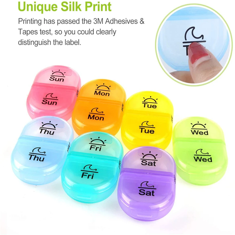 Pill Box 2 Times a Day Weekly Pill Organizer AM PM with 7 Daily Pocket ...