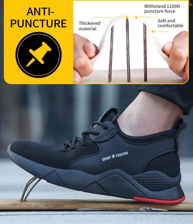 New Prevent Puncture Steel Toe Safety Shoes Industrial Working Footwear ...