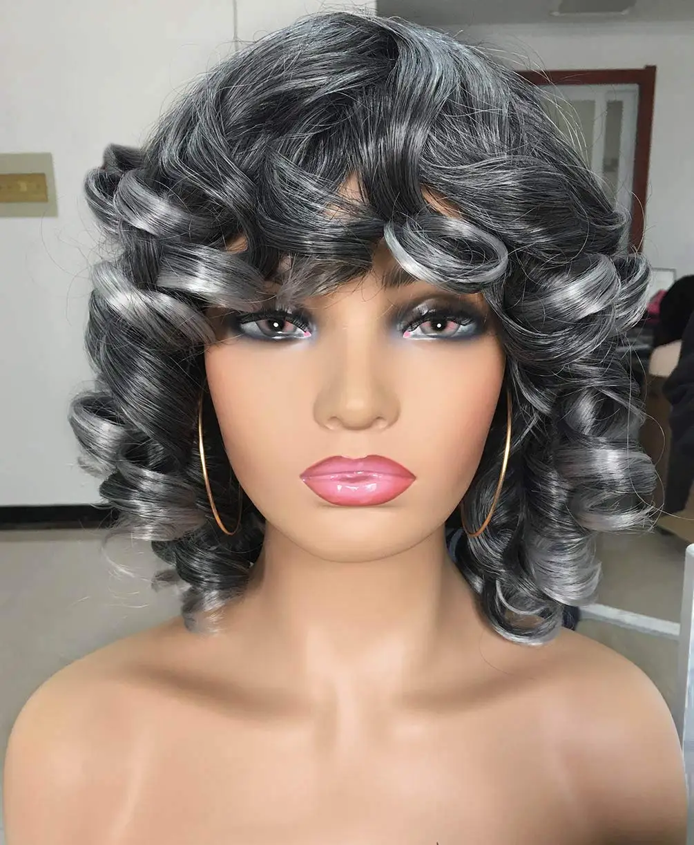 G&T Wig 10 Colors Big Bouncy Fluffy Kinky Curly Wig Short Curly Wig for ...