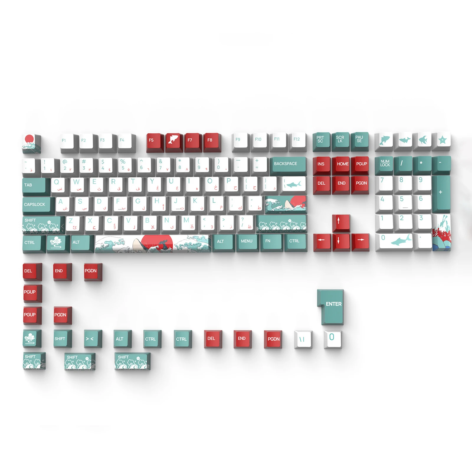 129 Keys Mechanical Keyboard Coral OEM Dye Sublimation Arabic PBT ...