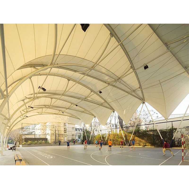 Waterproof PVDF Tensile Steel Membrane Structure Big Arch Shape Sports ...