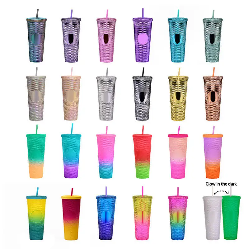 New 2023 Studded 24oz Reusable Milkshake Mugs Drinkware Bling Double ...