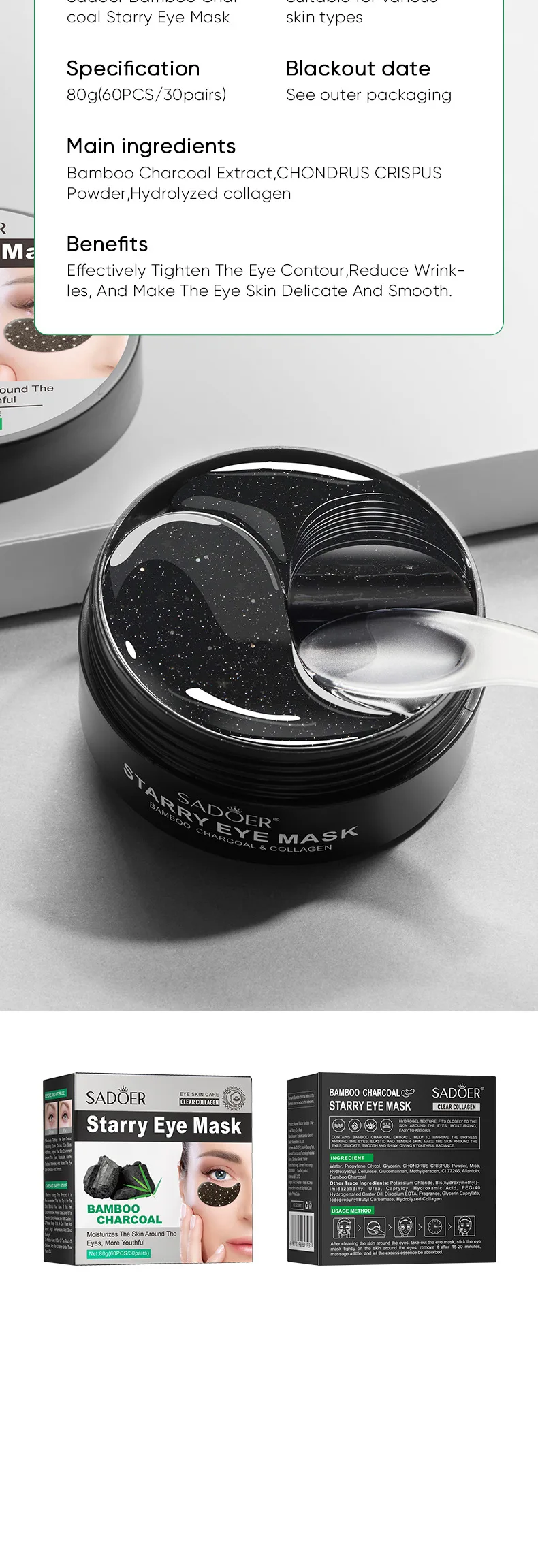 Rose Bamboo Charcoal Star Eye Mask For Eye Whitening Care - Buy Rose ...