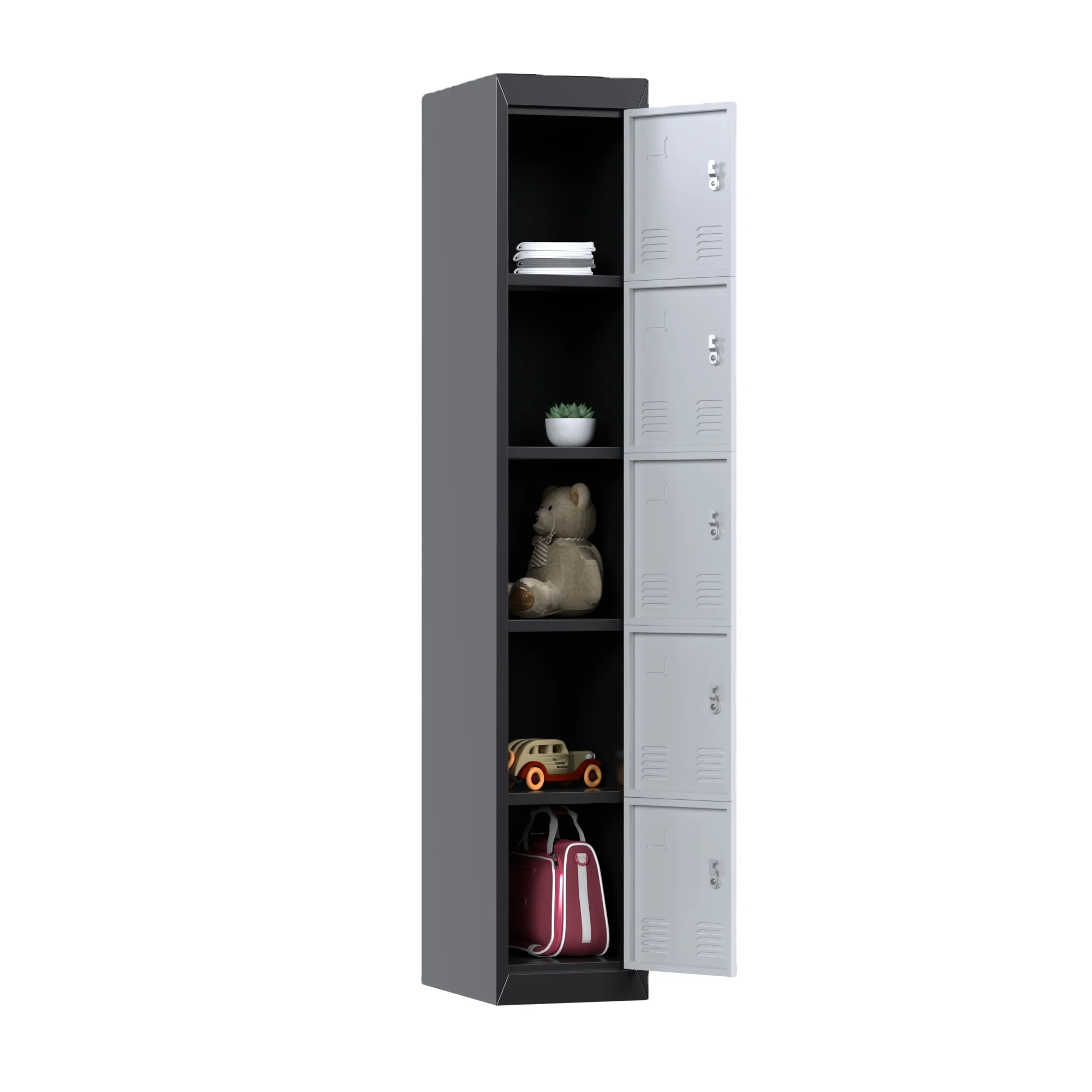 single 5 door locker Wardrobe Closet Cupboard Wardrobes Metal Armoire ...